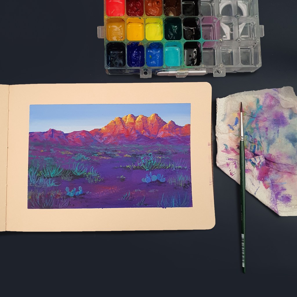 Painting Dusk in the Desert with Gouache - The Fearless Brush